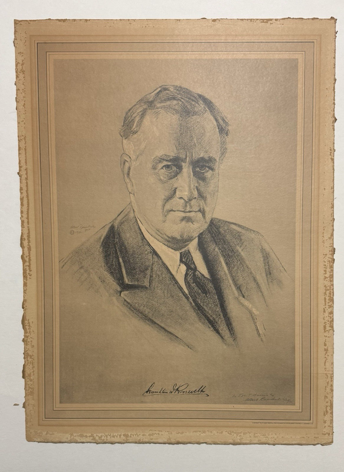 Franklin Roosevelt 1933 Sketch By Albert Rosenthall – Princeton Audubon ...